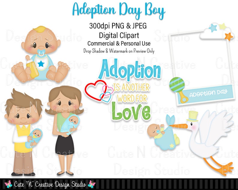 Adoption Day Boy Digital Clip Art Set ~ Graphics Kristi W Designs Personal Commercial Use ...