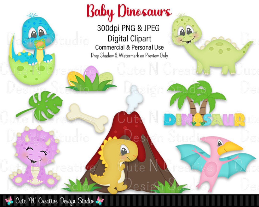 Baby Dinosaurs Digital Clip Art Set Graphics Kristi W Designs Personal ...