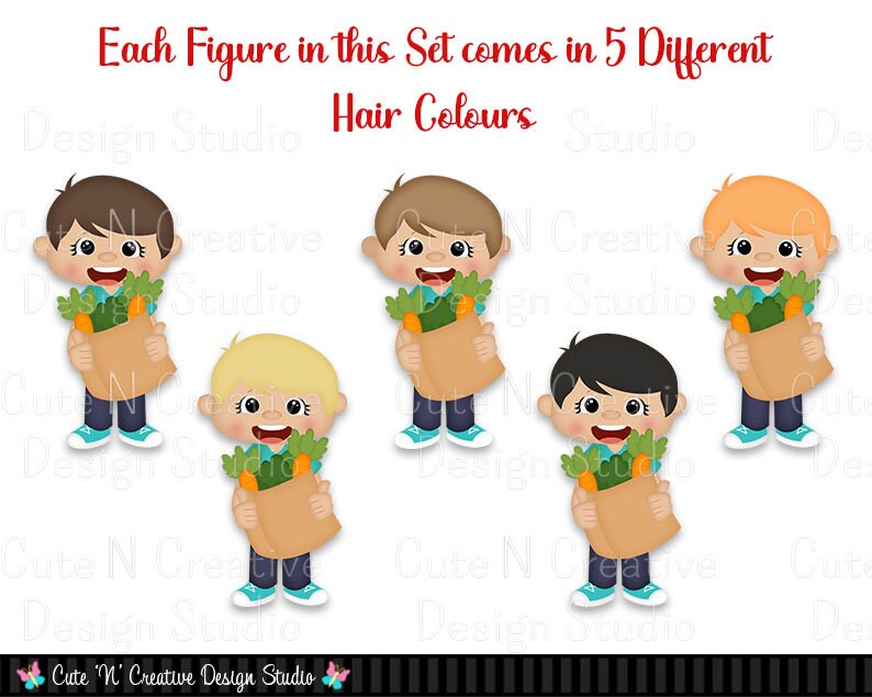 Farmers Market Boys Digital Clip Art Set Graphics Kristi W Designs ...