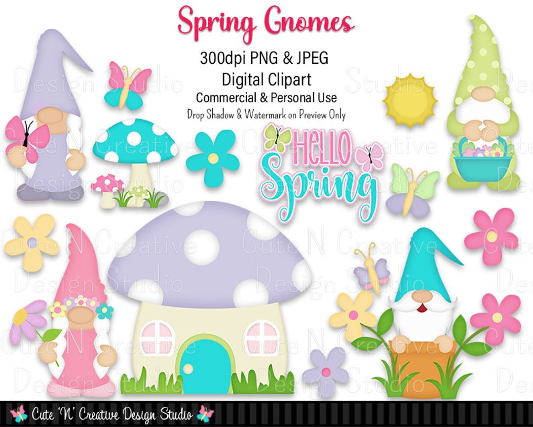 Spring Gnomes Digital Clip Art Set ~ Graphics Kristi W Designs Personal ...