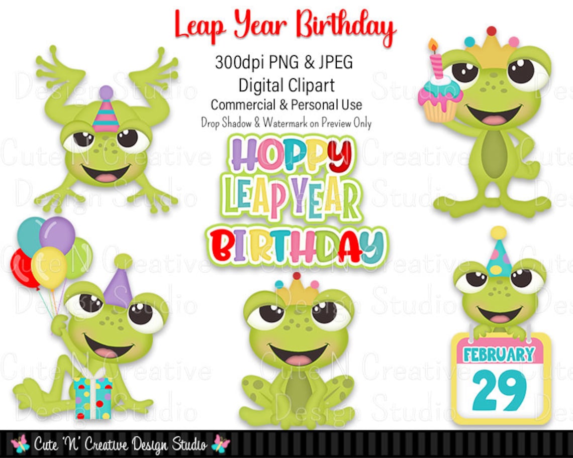 Leap Year Birthday Digital Clip Art Set ~ Graphics Kristi W Designs ...