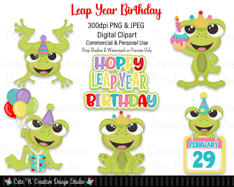 Leap Year Birthday Digital Clip Art Set ~ Graphics Kristi W Designs ...