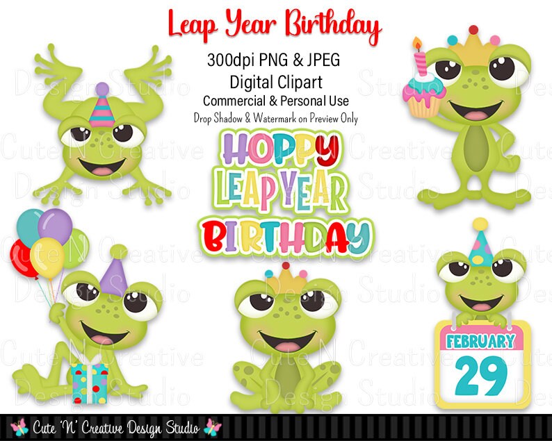 Leap Year Birthday Digital Clip Art Set ~ Graphics Kristi W Designs ...