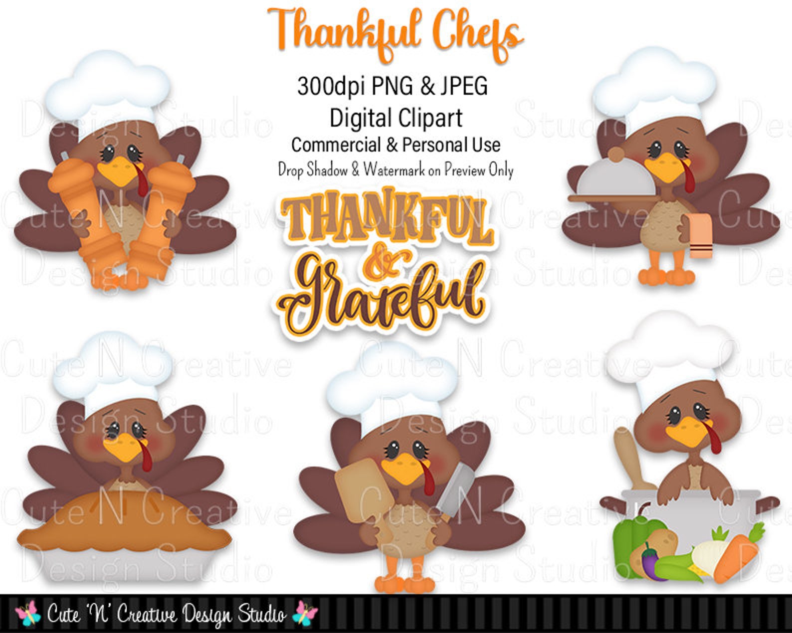 Thankful Chefs Digital Clip Art Set ~ Graphics Kristi W Designs ...
