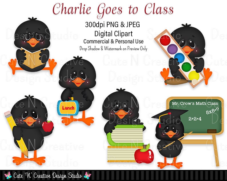 Charlie Goes to Class Digital Clip Art Set ~ Graphics Kristi W Designs ...