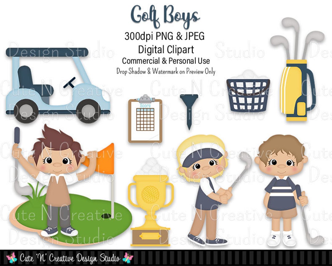 Golf Boys Digital Clip Art Set ~ Graphics Kristi W Designs Personal ...