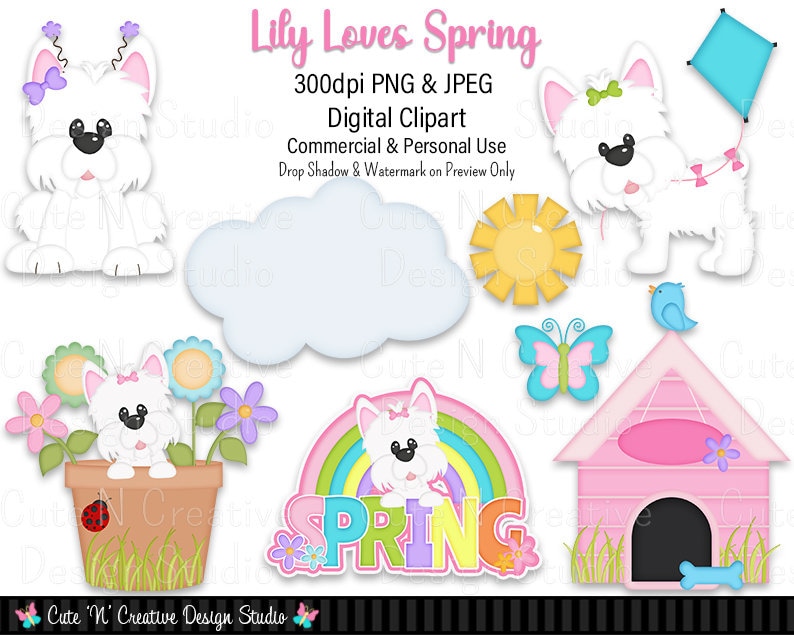 Lily Loves Spring Digital Clip Art Set ~ Graphics Kristi W Designs ...