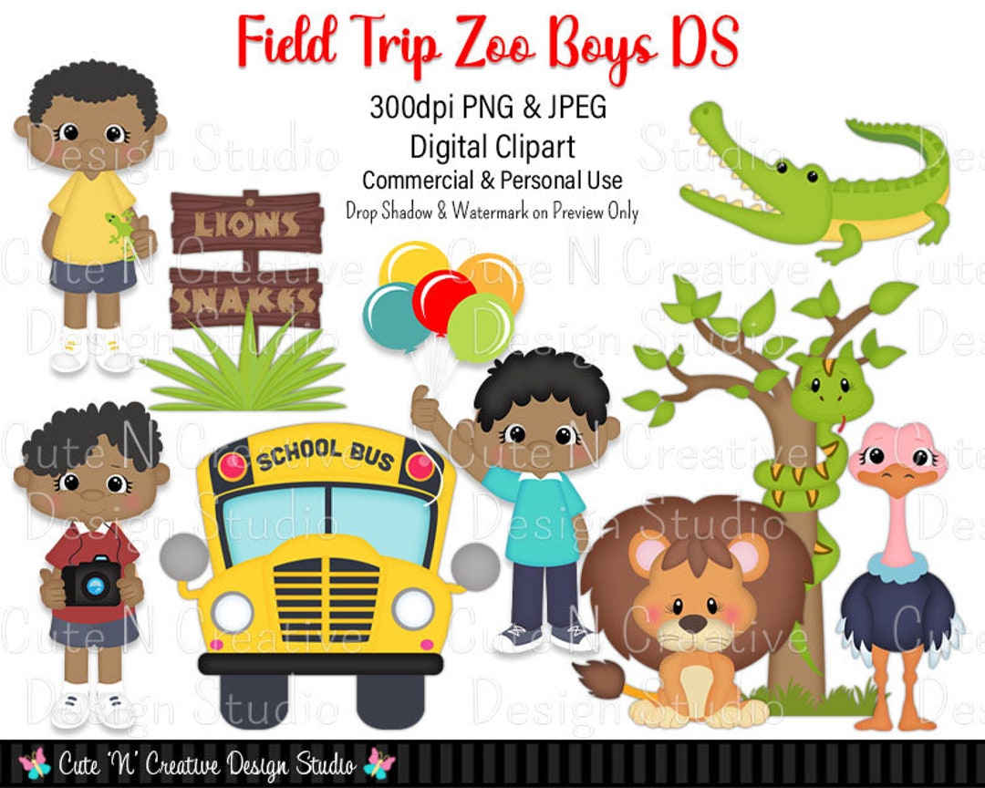 Field Trip Zoo Boys DS Digital Clip Art Set ~ Graphics Kristi W Designs ...