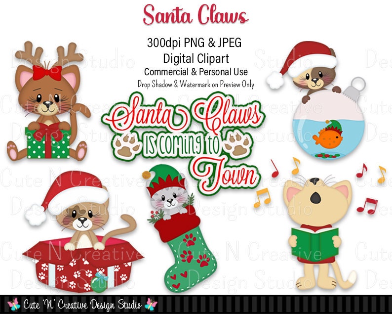 Santa Claws Digital Clip Art Set ~ Graphics Kristi W Designs Personal ...