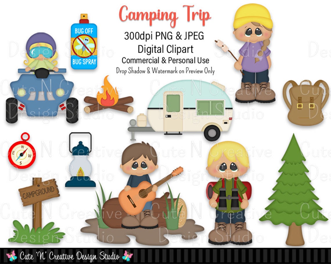 Camping Trip Digital Clip Art Set ~ Graphics Kristi W Designs Personal ...