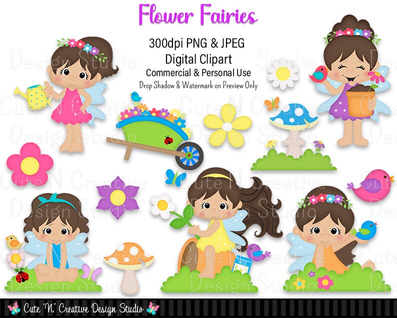 Flower Fairies Digital Clip Art Set ~ Graphics Kristi W Designs ...