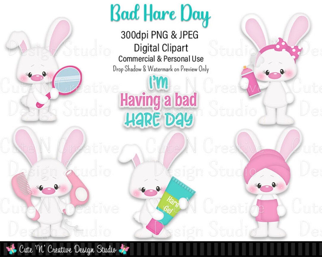 Bad Hare Days Digital Clip Art Set ~ Graphics Kristi W Designs Personal ...