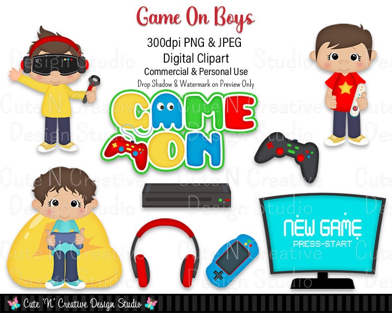 Game on Boys Digital Clip Art Set ~ Graphics Kristi W Designs Personal ...