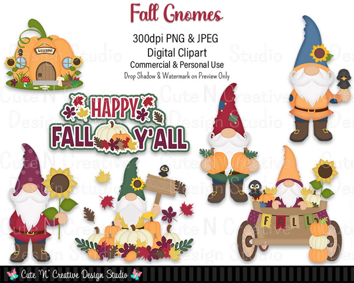 Fall Gnomes Digital Clip Art Set ~ Graphics Kristi W Designs Personal ...