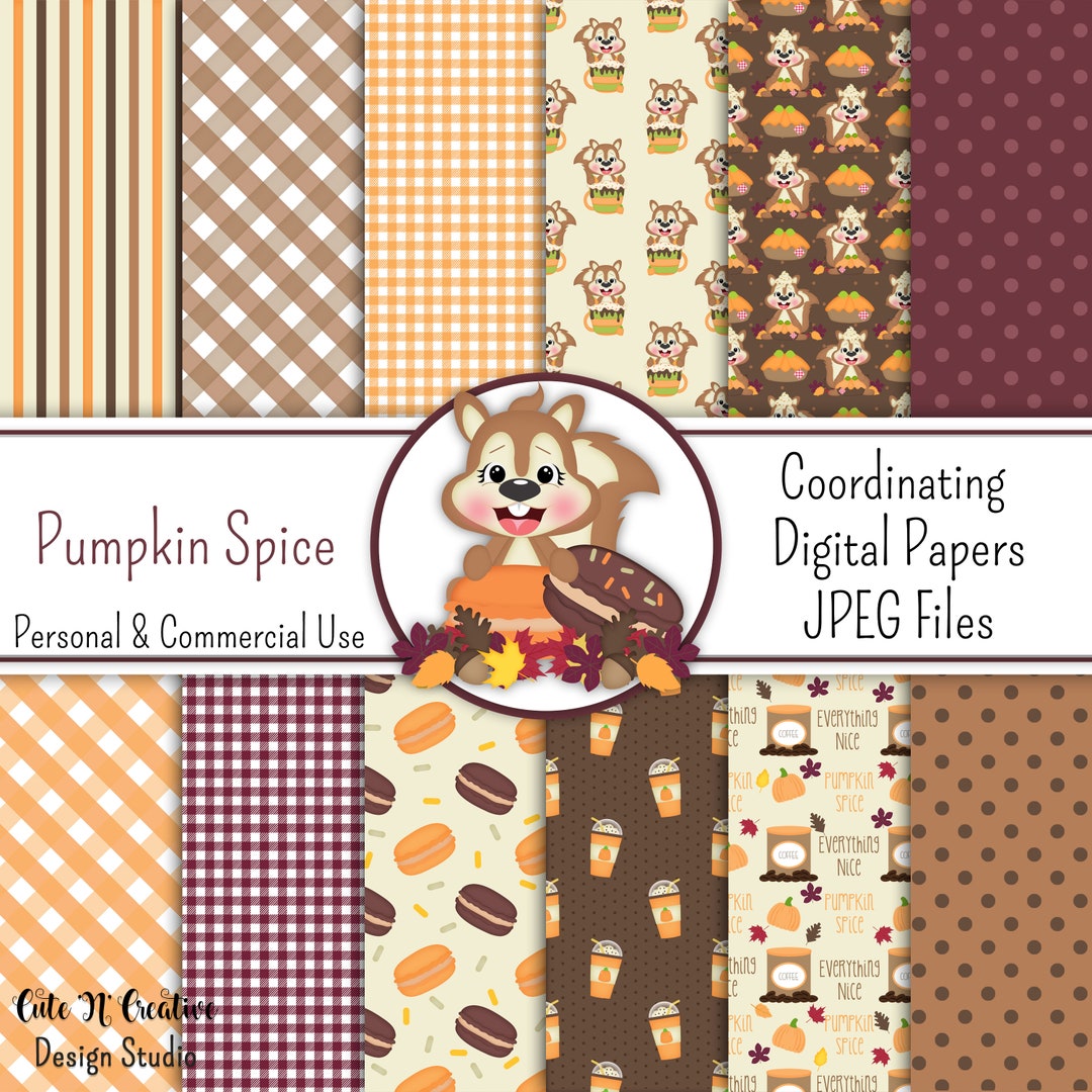 Pumpkin Spice Coordinating Digital Paper Pack ~ Graphics Kristi W ...