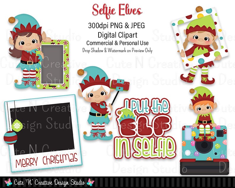 Selfie Elves Digital Clip Art Set ~ Graphics Kristi W Designs Personal ...