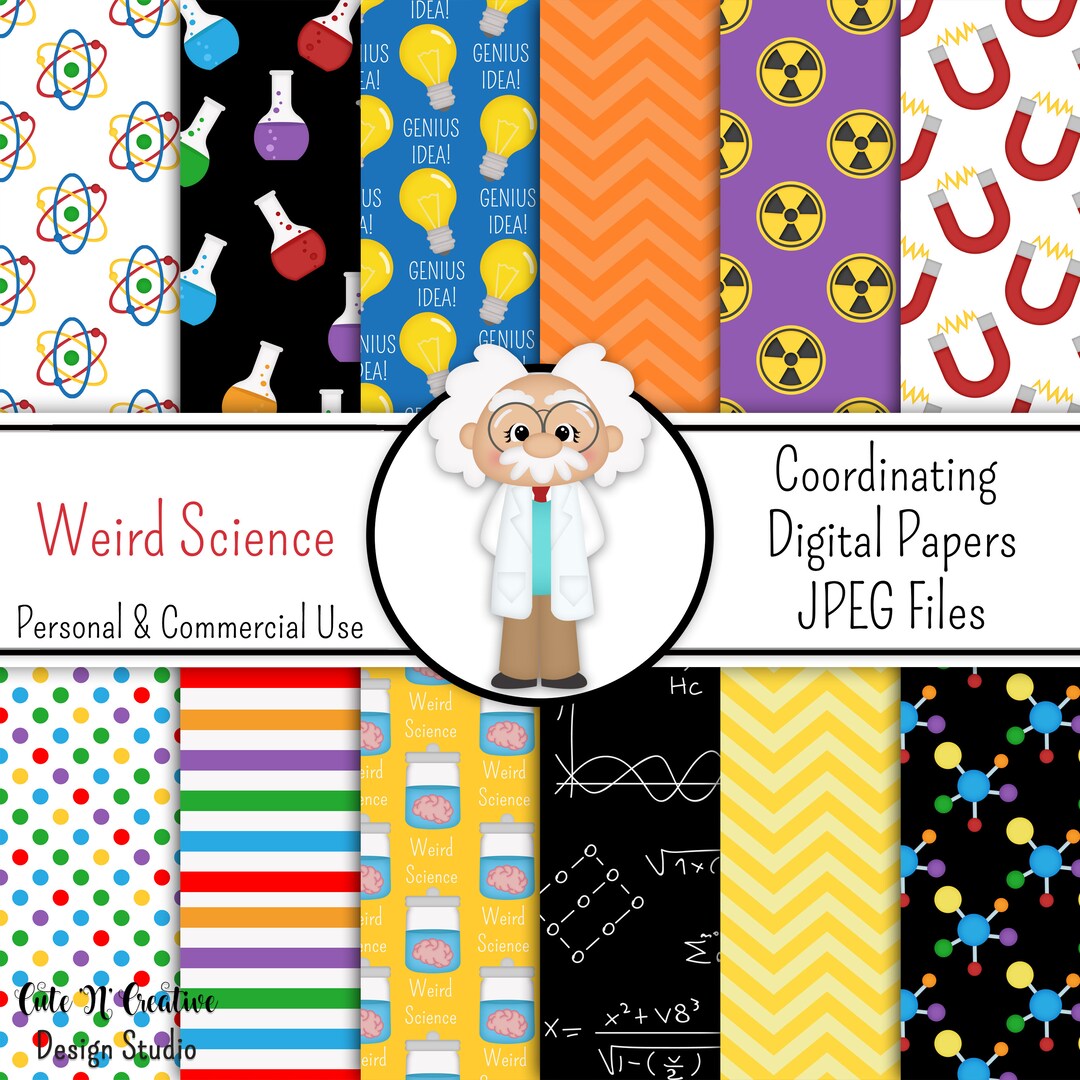 Weird Science Coordinating Digital Paper Pack ~ Graphics Kristi W ...