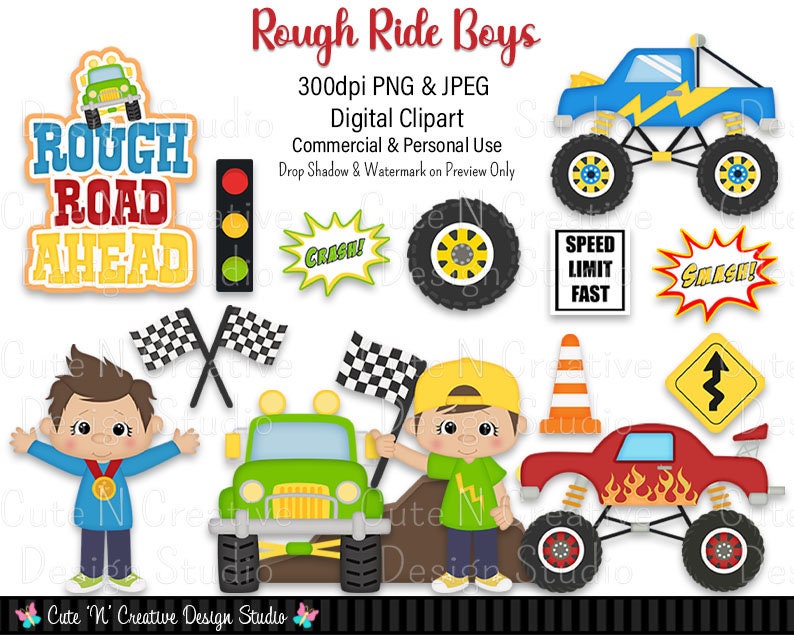 Rough Ride Boys Digital Clip Art Set ~ Graphics Kristi W Designs ...