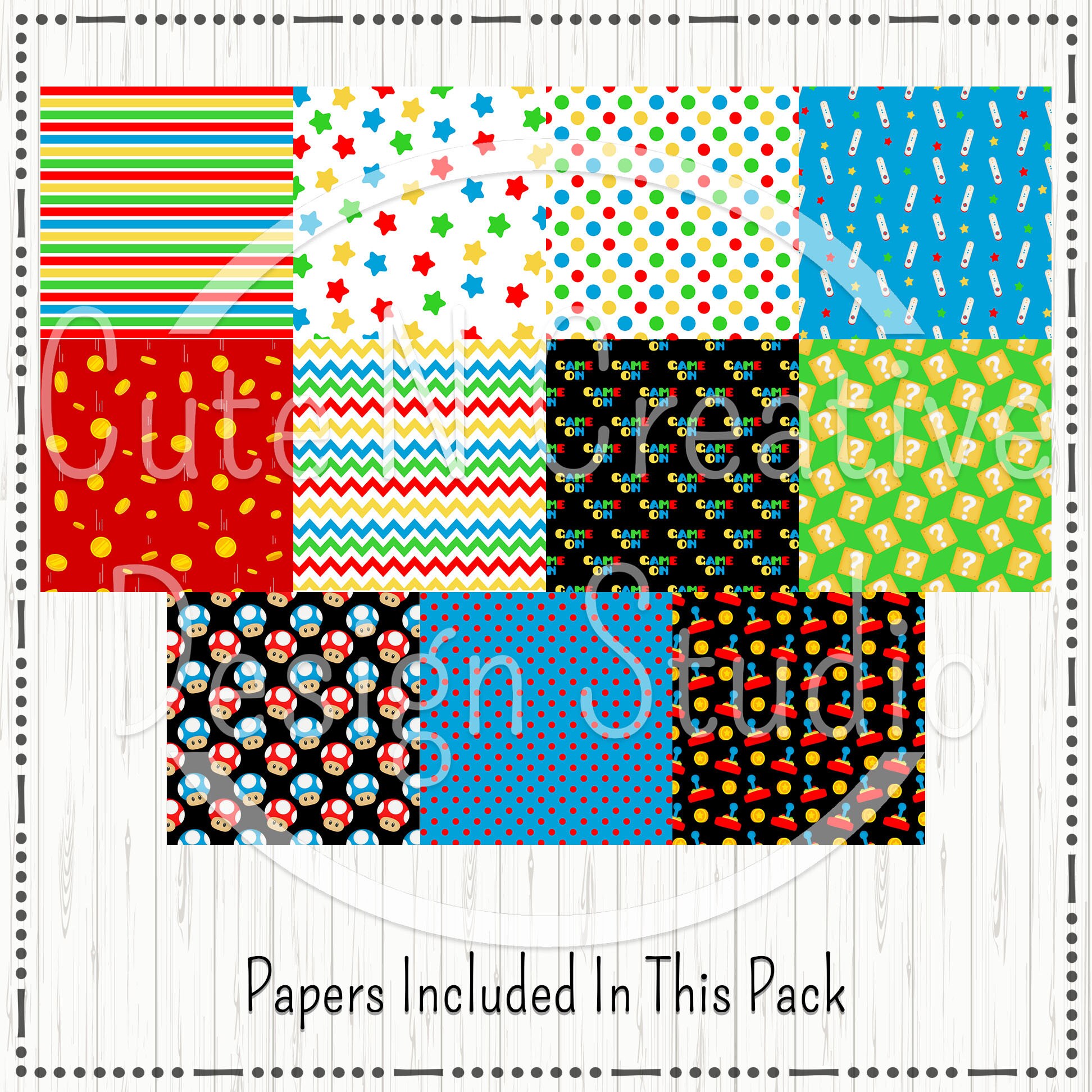 Game on Coordinating Digital Paper Pack ~ Graphics Kristi W Designs ...
