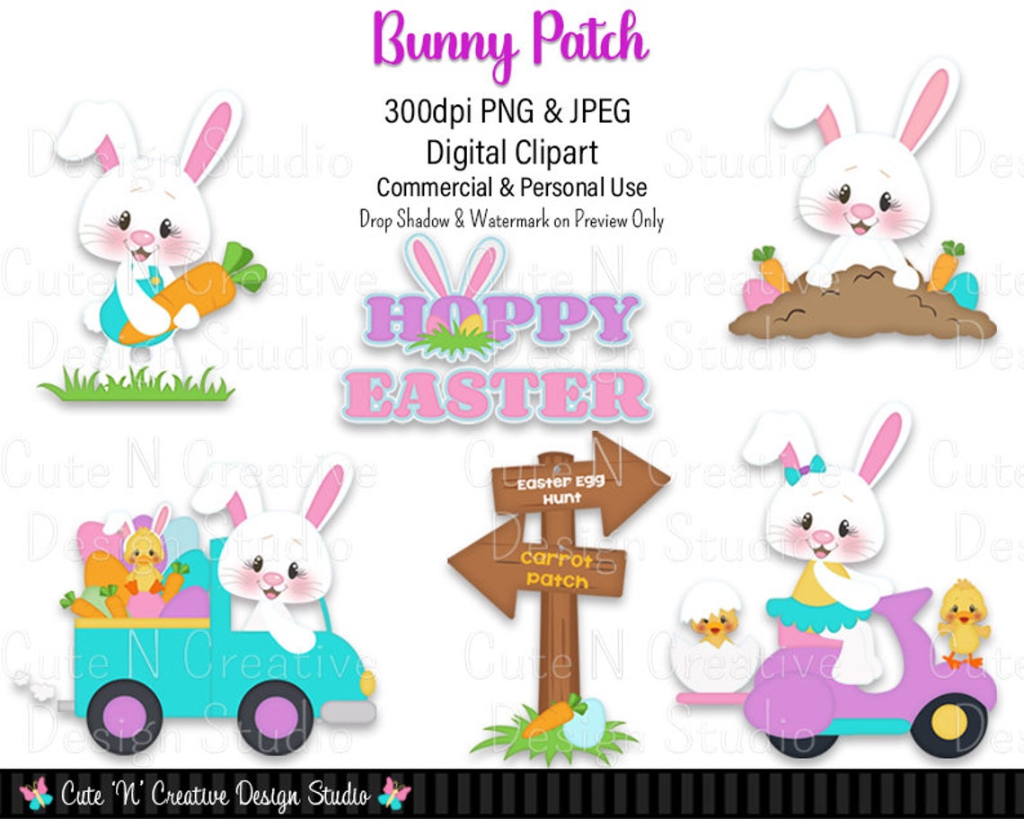 Bunny Patch Digital Clip Art Set ~ Graphics Kristi W Designs Personal ...