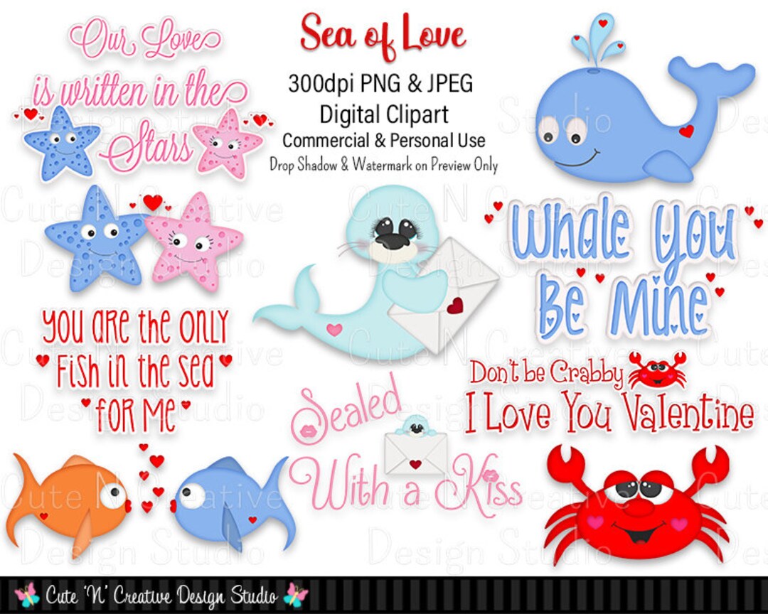 Sea of Love Digital Clip Art Set ~ Graphics Kristi W Designs Personal ...
