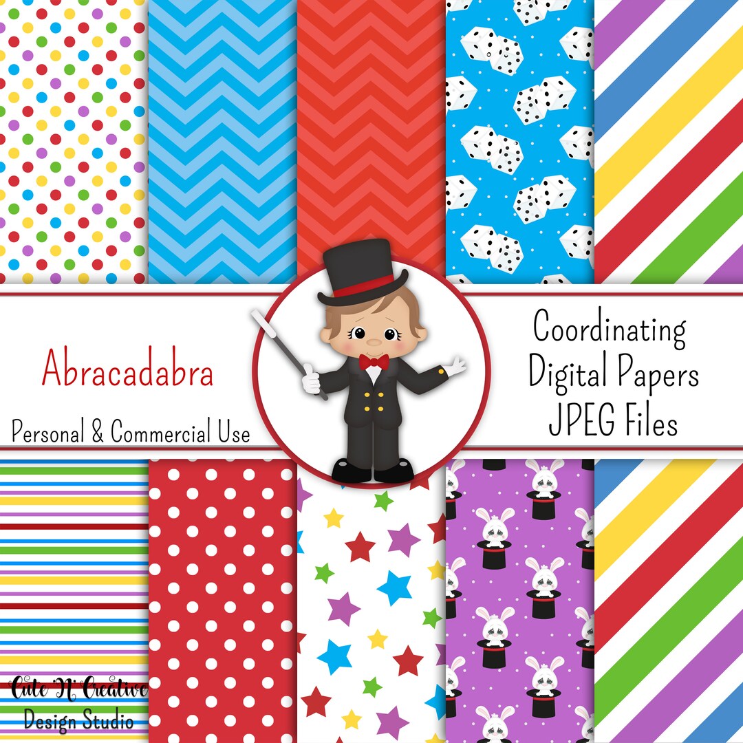 Abracadabra Coordinating Digital Paper Pack ~ Graphics Kristi W Designs ...