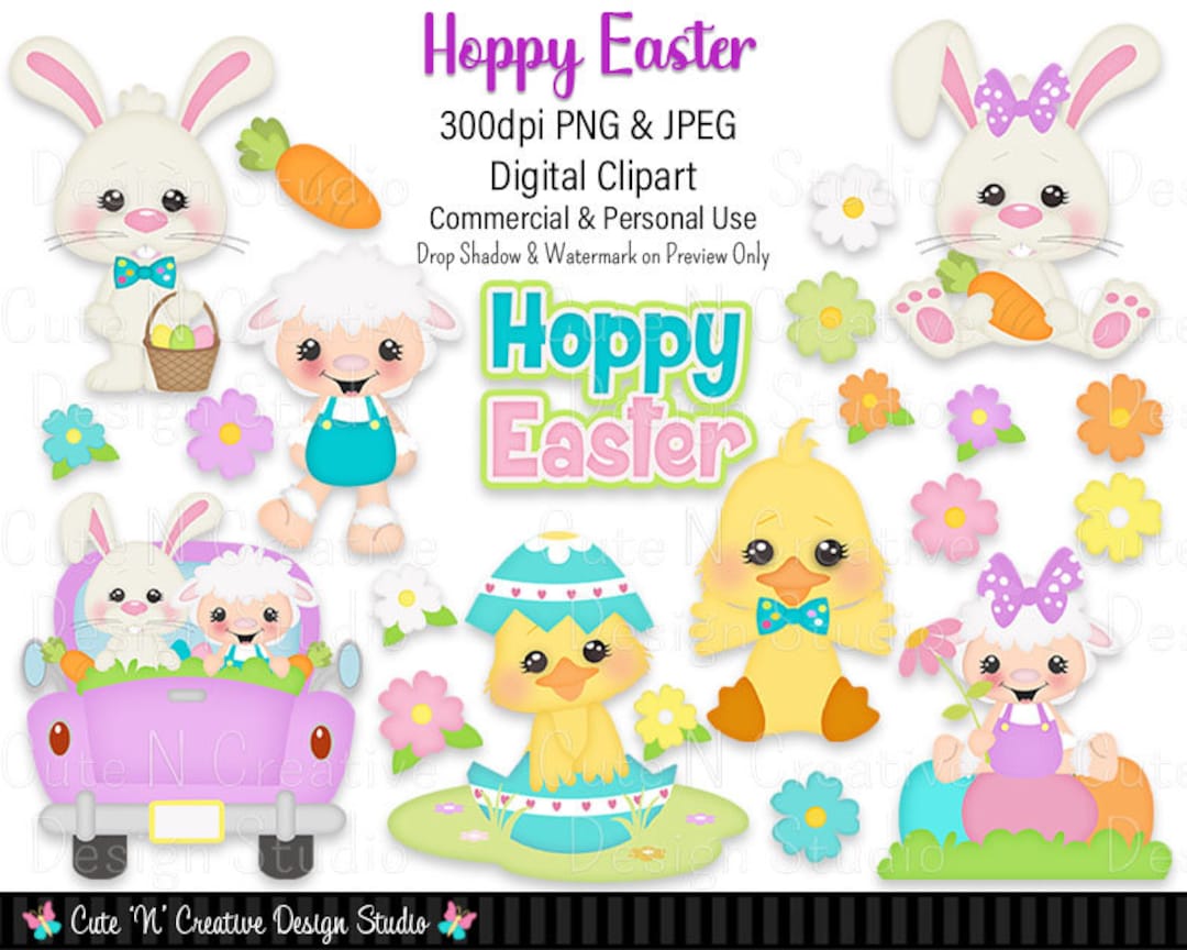 Hoppy Easter Digital Clip Art Set ~ Graphics Kristi W Designs Personal ...