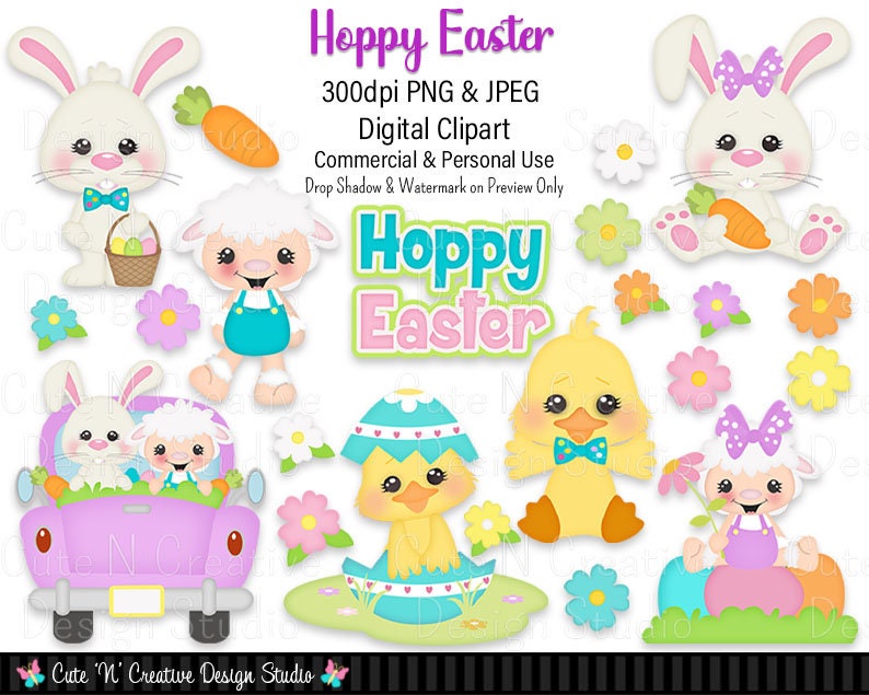 Hoppy Easter Digital Clip Art Set ~ Graphics Kristi W Designs Personal ...