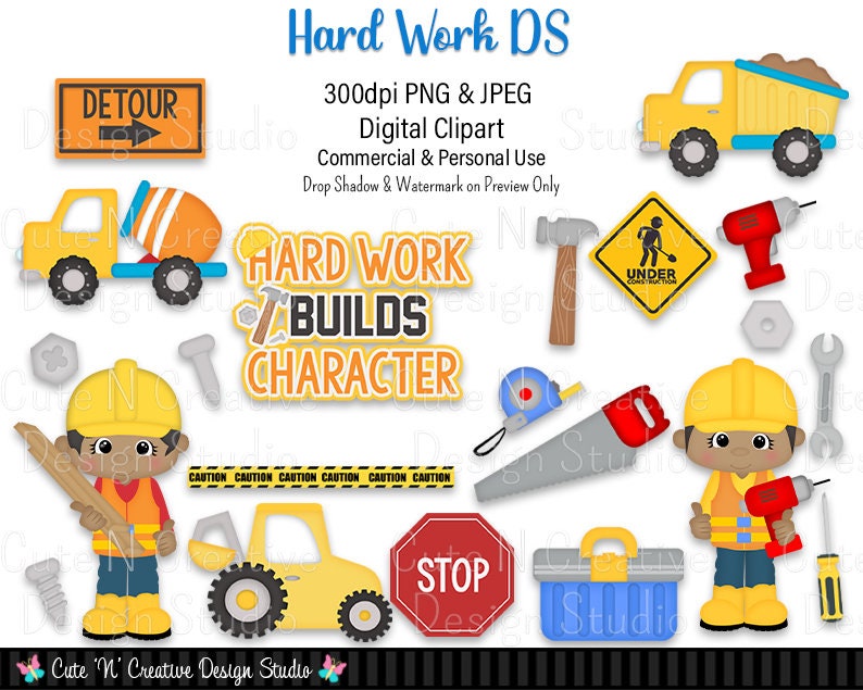 Hard Work DS Digital Clip Art Set Graphics Kristi W Designs Personal ...