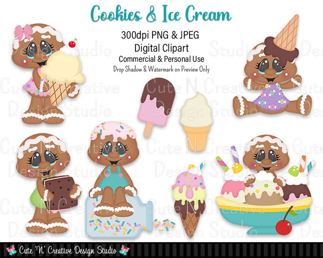 Cookies and Ice Cream Digital Clip Art Set ~ Graphics Kristi W Designs ...