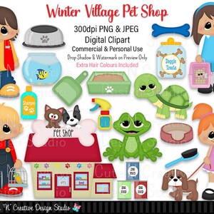 Winter Village Pet Shop Digital Clip Art Set ~ Graphics Kristi W ...