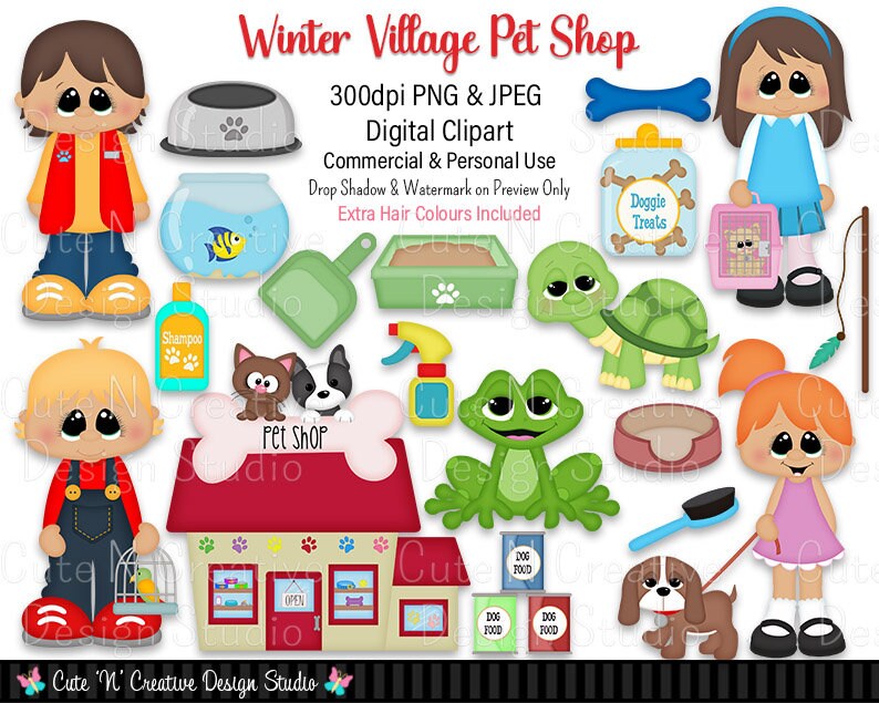 Winter Village Pet Shop Digital Clip Art Set ~ Graphics Kristi W ...