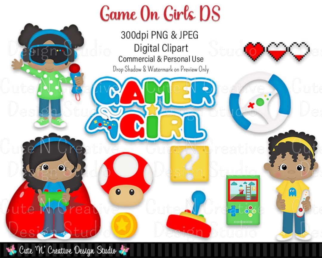 Game on Girls DS Digital Clip Art Set ~ Graphics Kristi W Designs ...