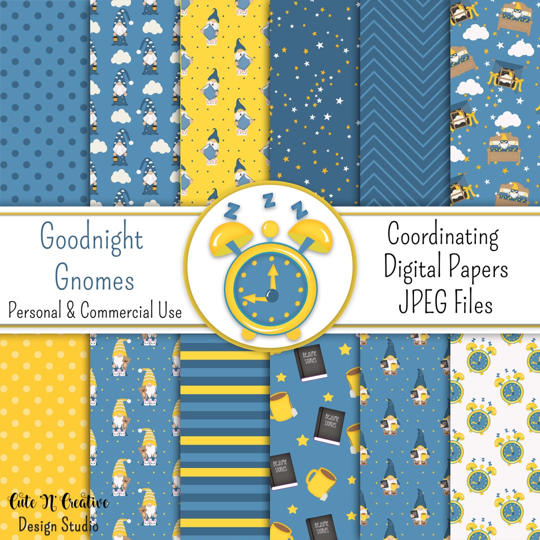 Goodnight Gnomes Coordinating Digital Paper Pack ~ Graphics Kristi W ...