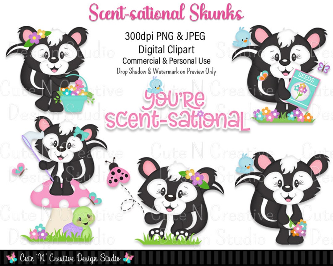 Scent-sational Skunks Digital Clip Art Set ~ Graphics Kristi W Designs ...