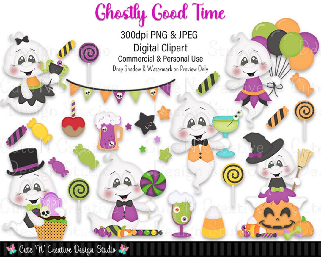 Ghostly Good Time Digital Clip Art Set ~ Graphics Kristi W Designs ...