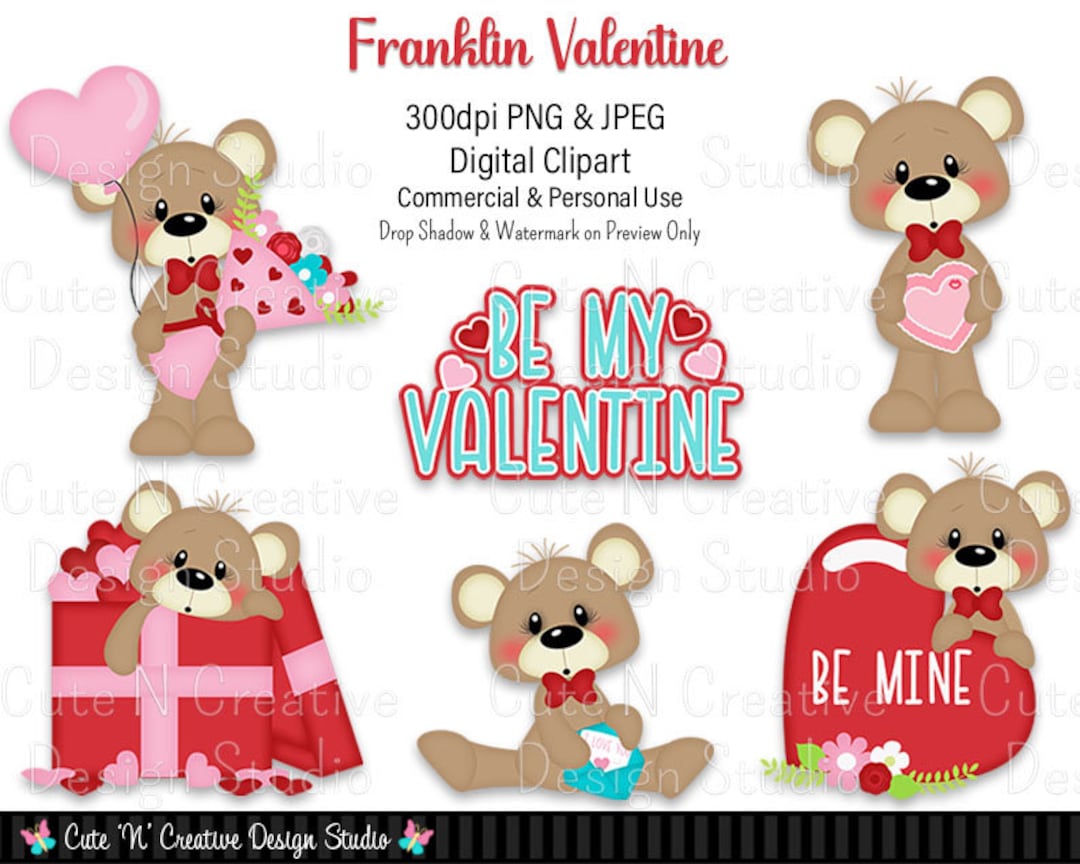 Franklin Valentine Digital Clip Art Set ~ Graphics Kristi W Designs ...