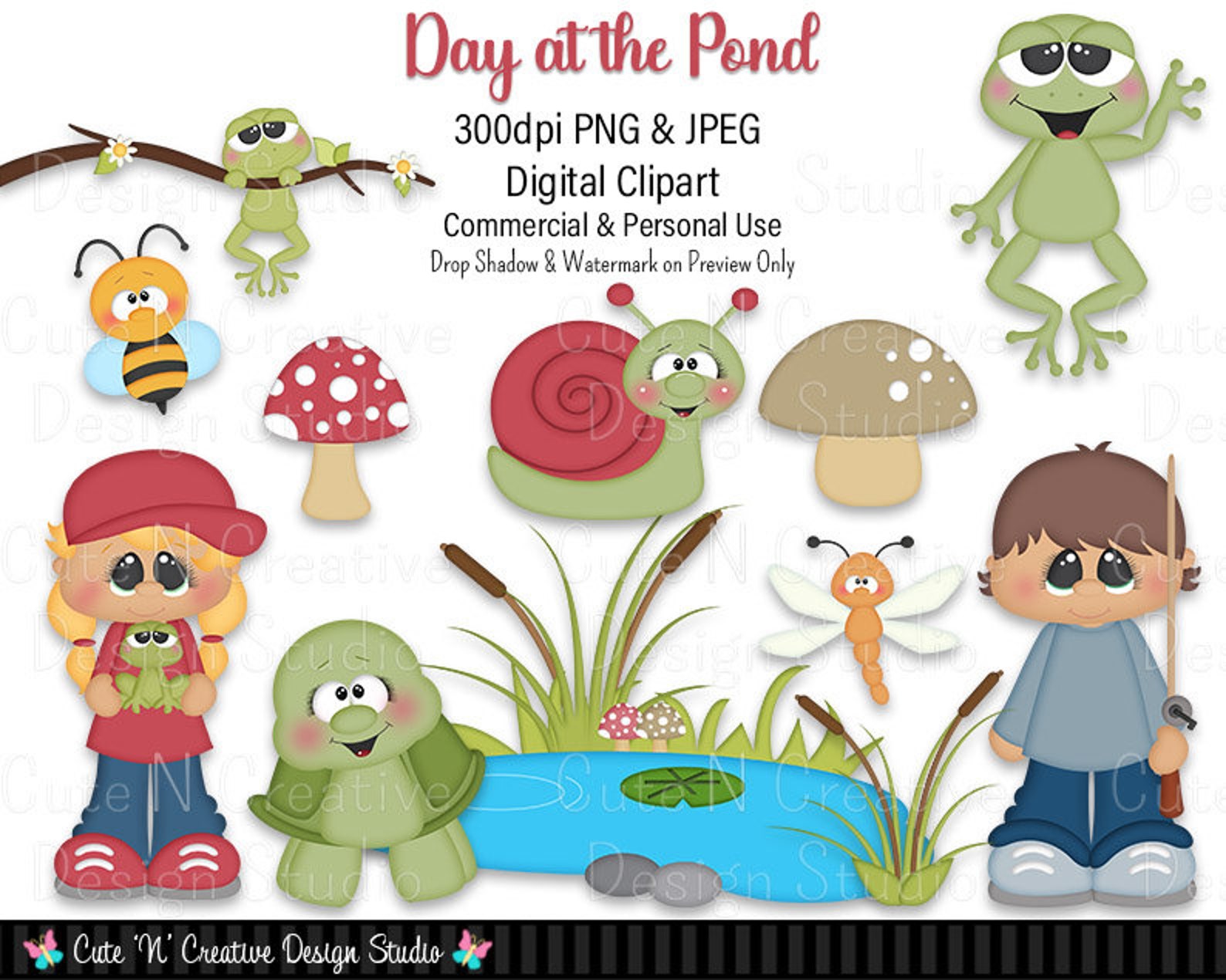 Day at the Pond Digital Clip Art Set Graphics Kristi W Designs Personal Commercial Use ...