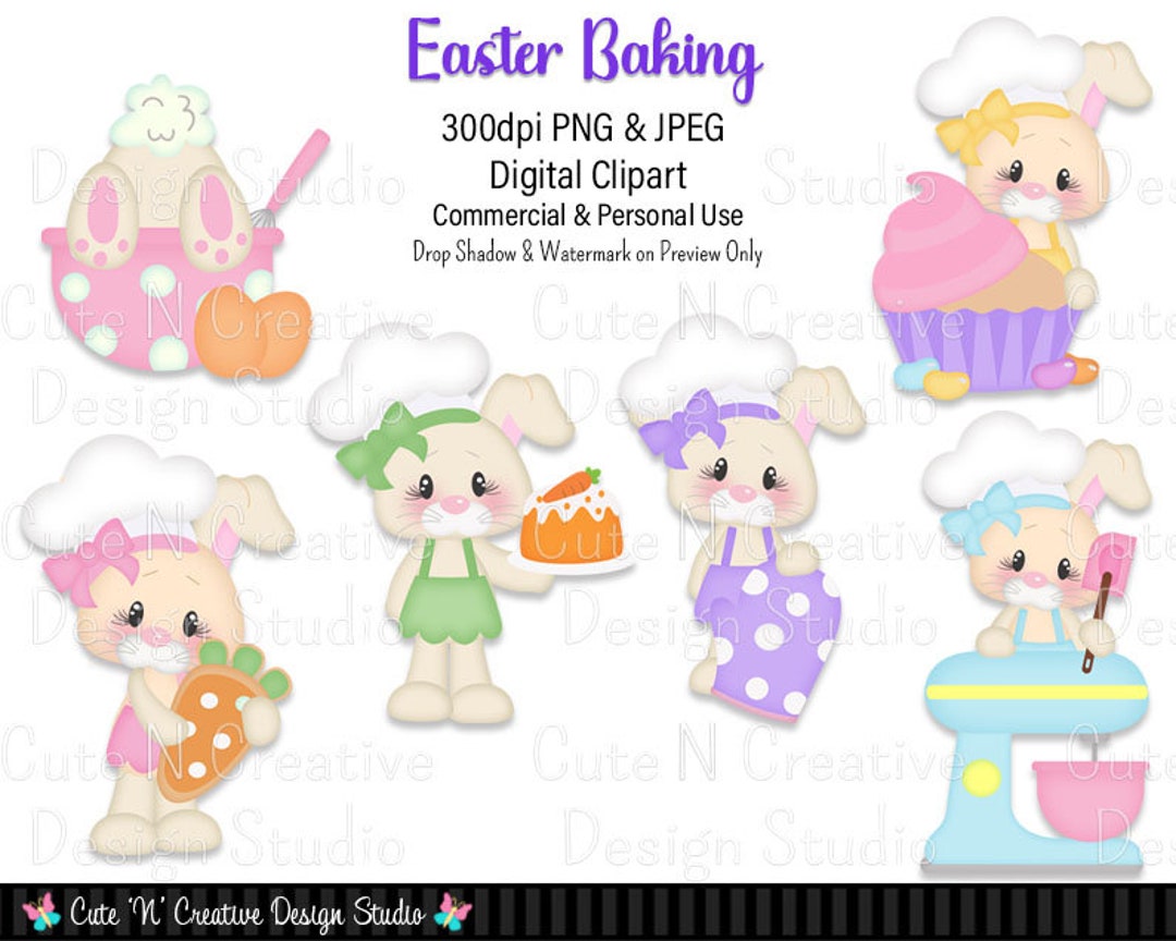 Easter Baking Digital Clip Art Set ~ Graphics Kristi W Designs Bunny ...