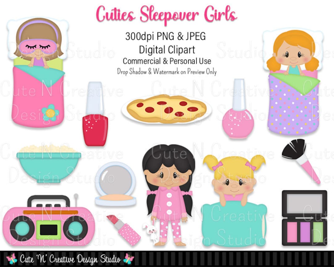 Cuties Sleepover Girls Digital Clip Art Set ~ Graphics Kristi W Designs ...