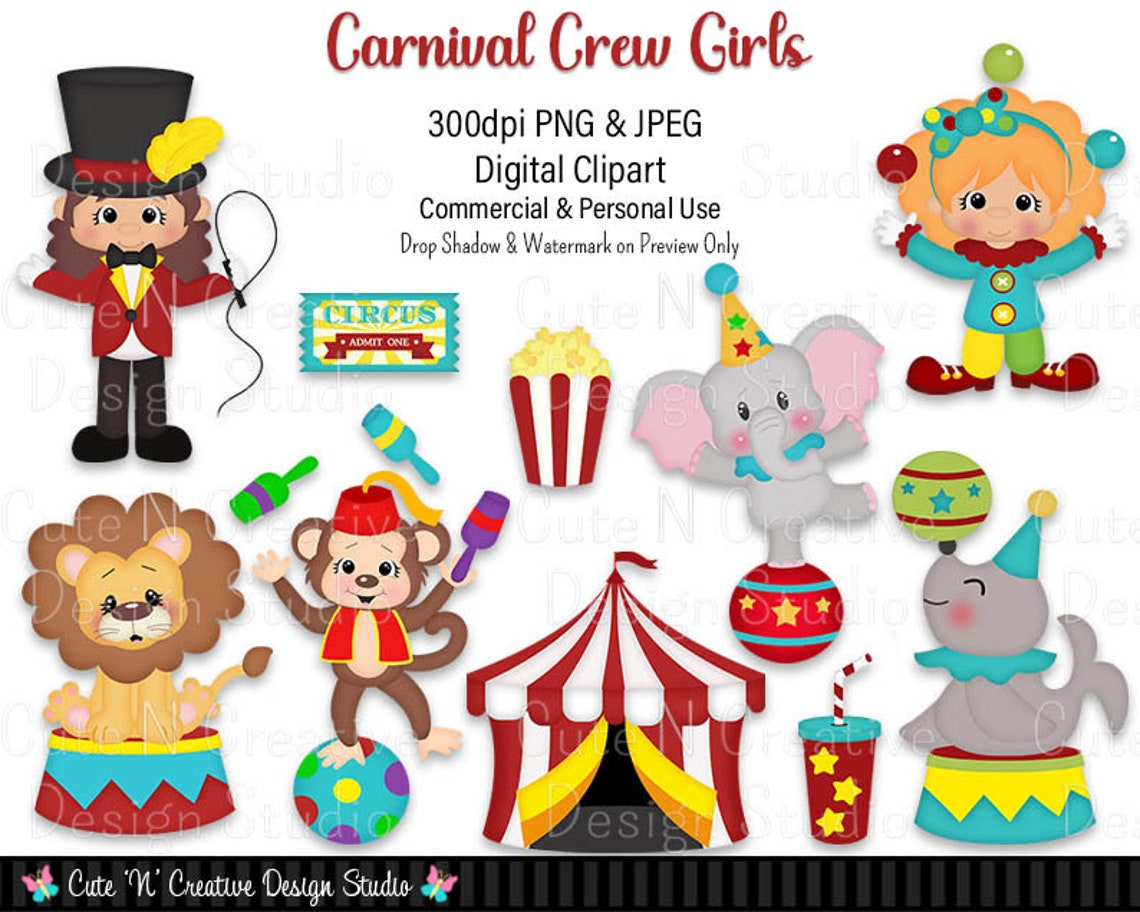 Carnival Crew Girls Digital Clip Art Set ~ Graphics Kristi W Designs ...