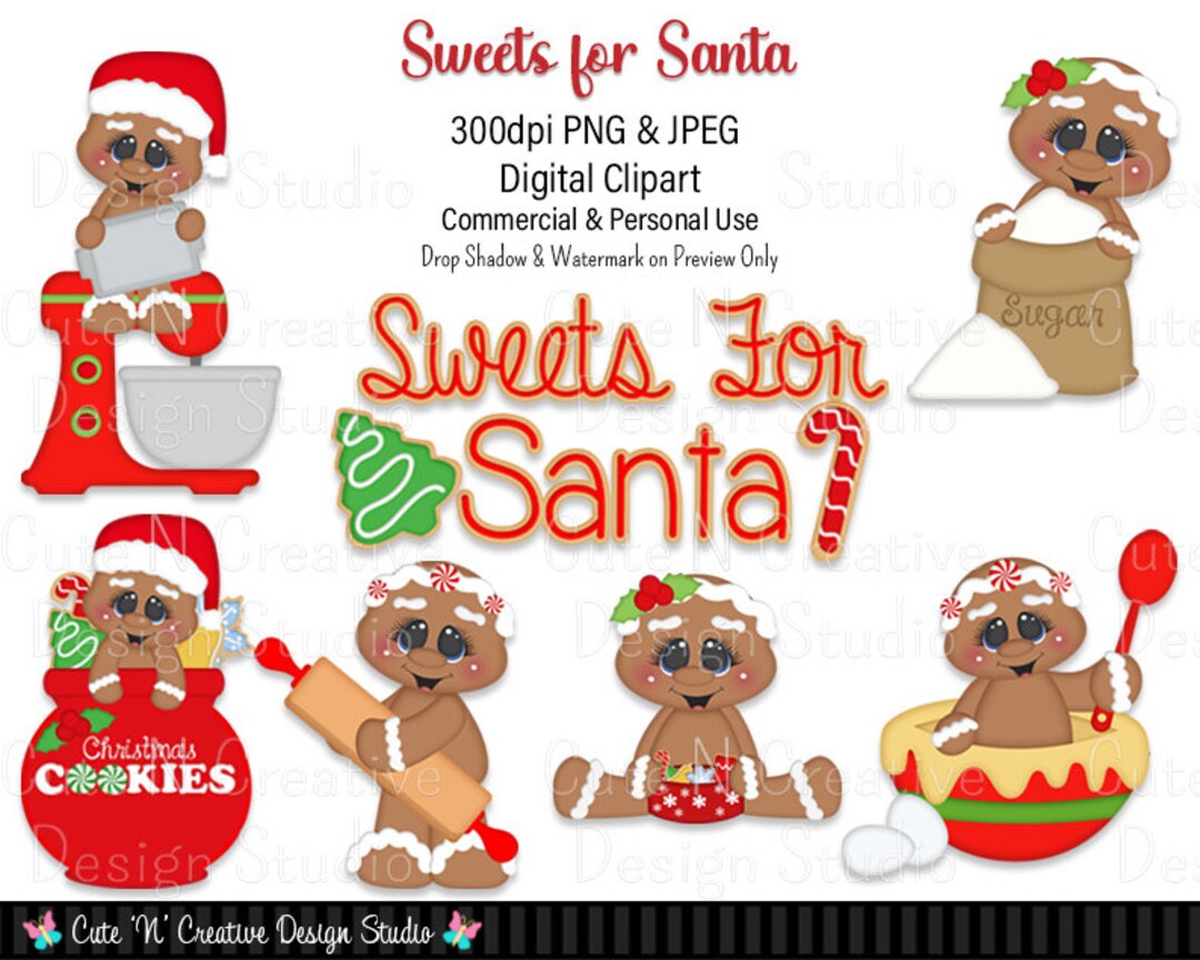 Sweets for Santa Digital Clip Art Set ~ Graphics Kristi W Designs ...