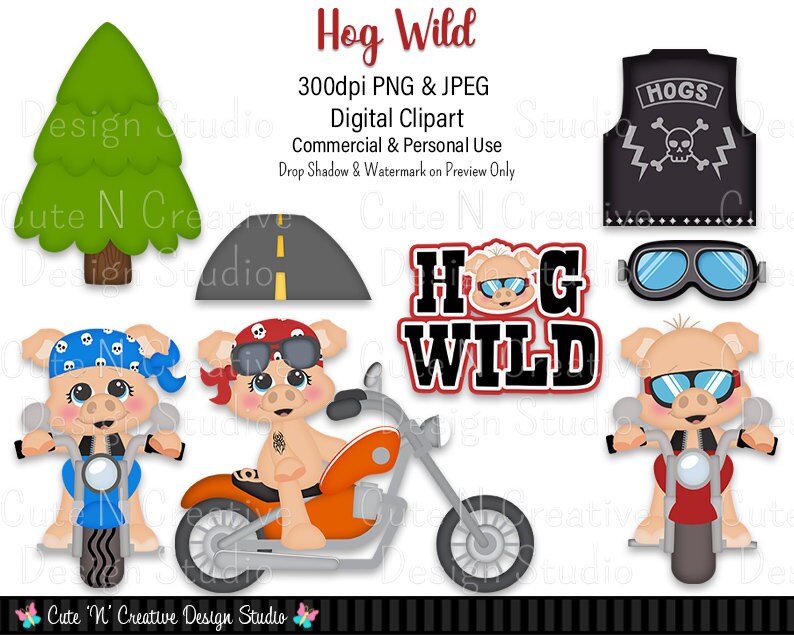 Hog Wild Digital Clip Art Set ~ Graphics Kristi W Designs Personal ...