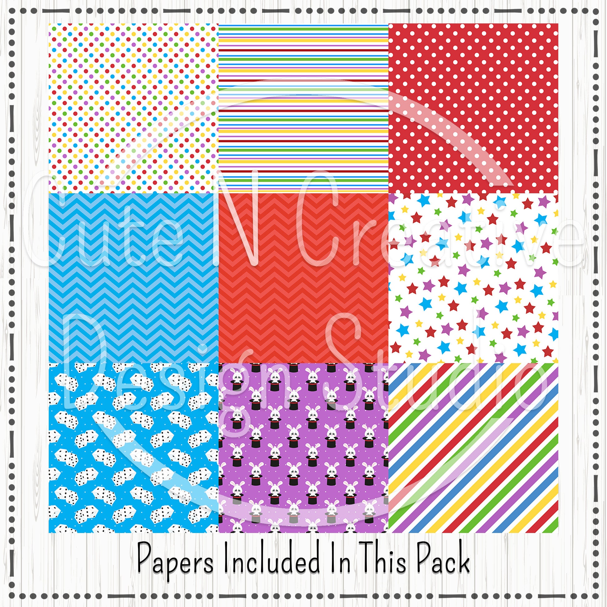 Abracadabra Coordinating Digital Paper Pack ~ Graphics Kristi W Designs ...