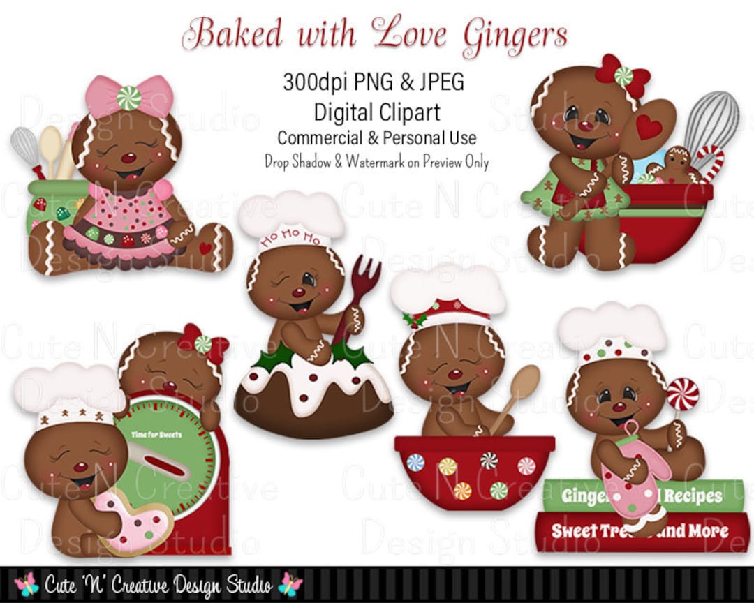 Baked With Love Gingers Digital Clip Art Set ~ Graphics Kristi W ...