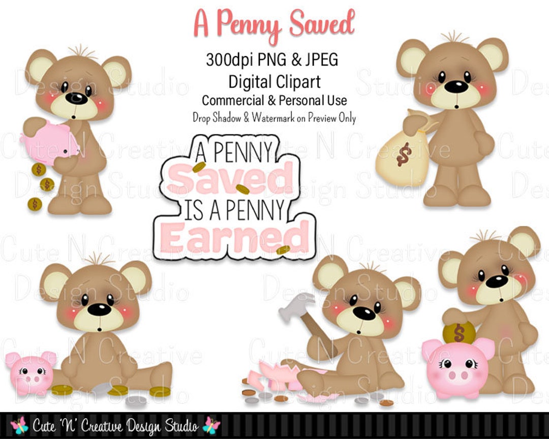 A Penny Saved Digital Clip Art Set ~ Graphics Kristi W Designs Personal ...