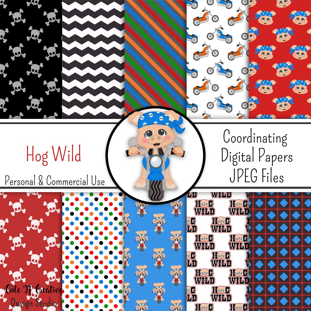 Hog Wild Coordinating Digital Paper Pack ~ Graphics Kristi W Designs ...