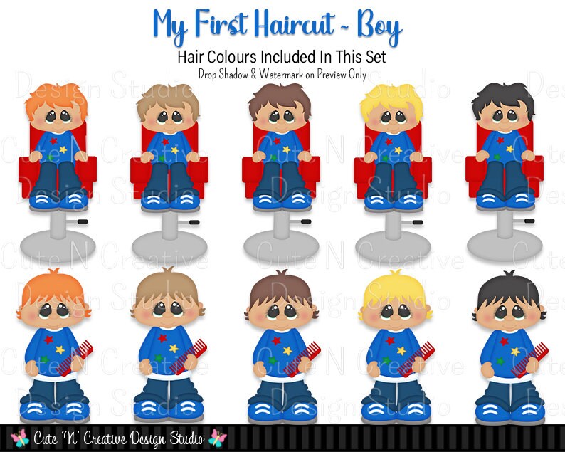 My First Haircut Boy Digital Clip Art Set ~ Graphics Kristi W Designs ...