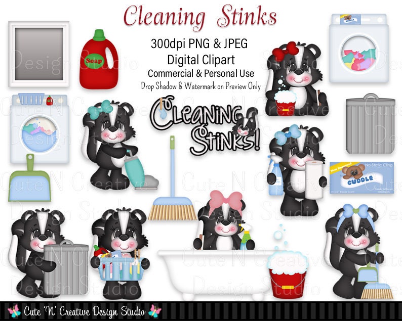 Cleaning Stinks Digital Clip Art Set ~ Graphics Kristi W Designs ...