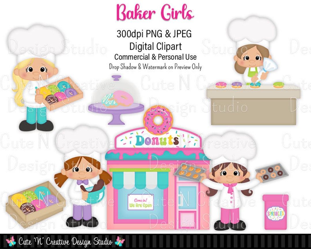 Baker Girls Digital Clip Art Set ~ Graphics Kristi W Designs Personal ...